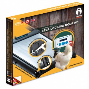 Self-locking chicken coop door Chickenguard